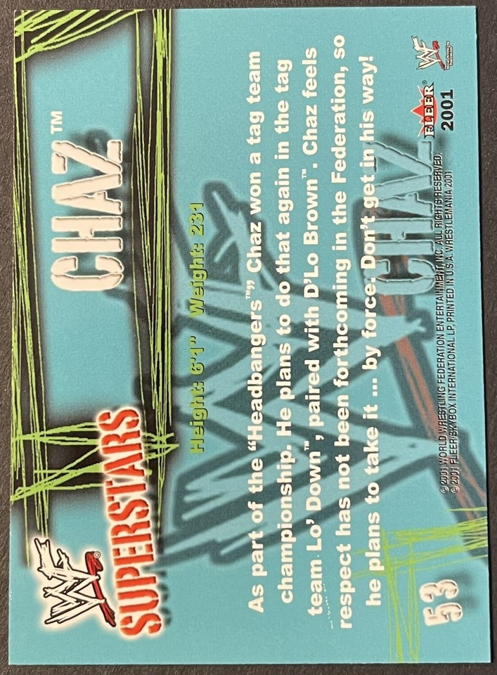 2001 Fleer WWF Wrestlemania Championship Gold #53 Chaz | eBay