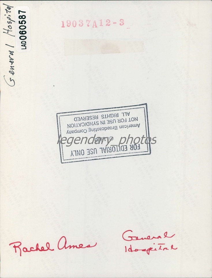1980 Portrait Actress Rachel Ames General Hospital Original News ...