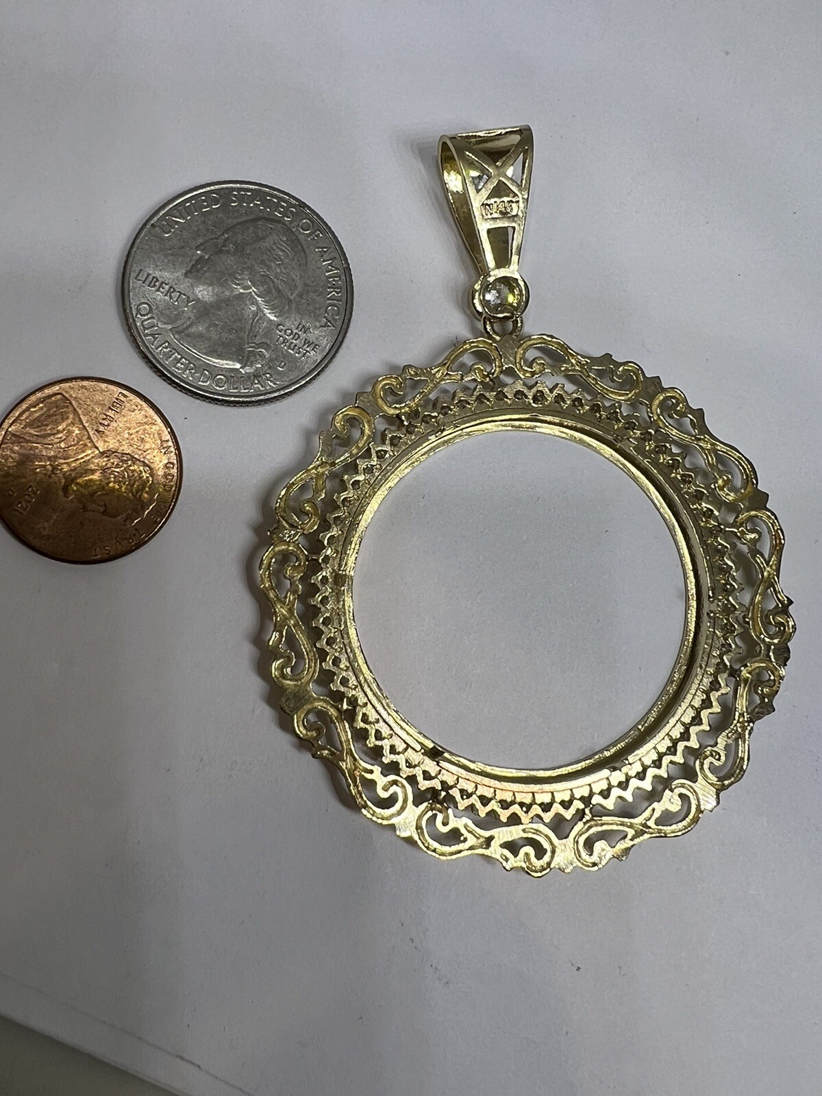 Sale GOLd Bezel 50 pesos pendant 14k mexican centenario coin frame ...