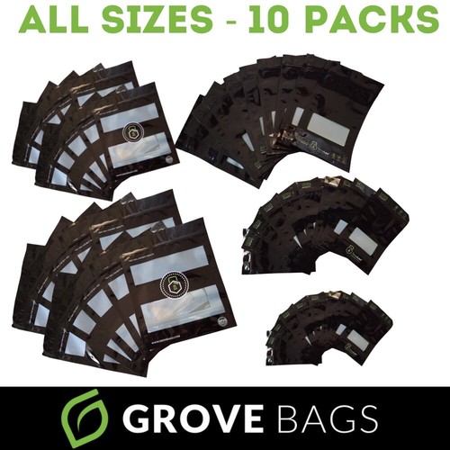Grove Bags x10 All sizes Bundle Windowed Black - Smell Proof Terploc ...