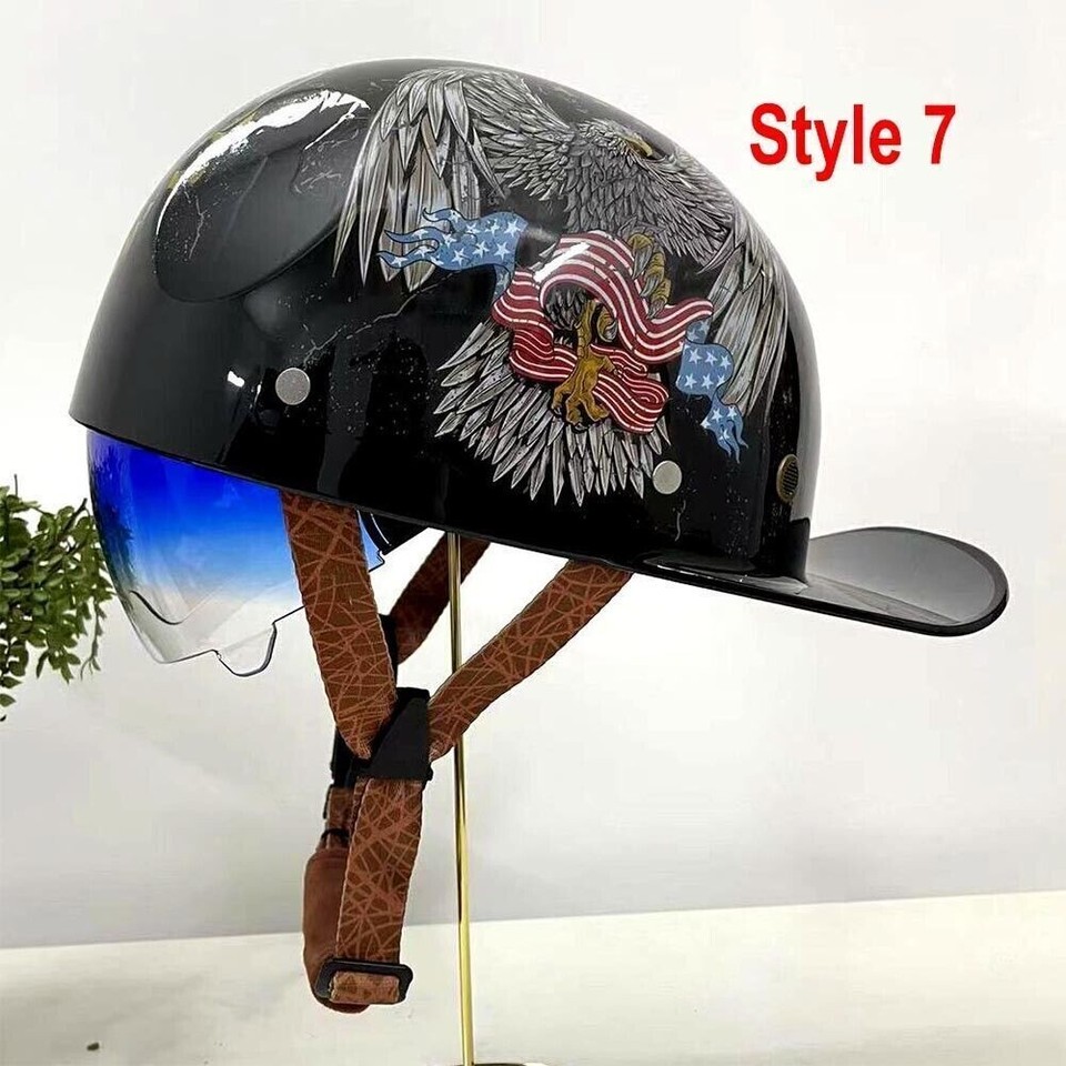 Retro Helmets Baseball Cap Half Colorful Men Head Motorcycle Duck ...