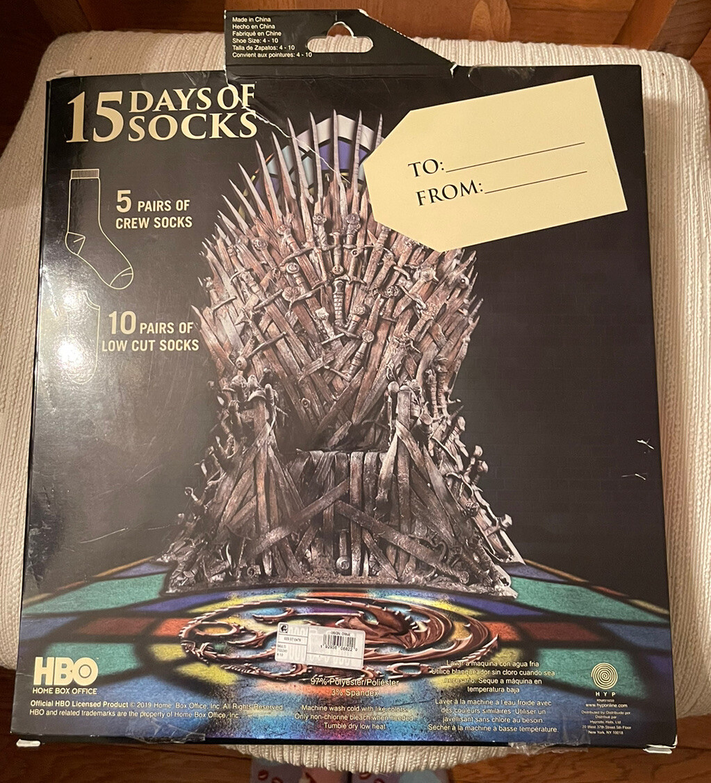 Womens 15 Days of Socks Game of Thrones Got HBO Series Christmas Advent ...