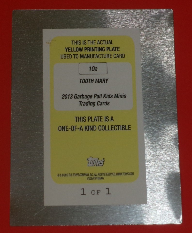 2013 Garbage Pail Kids *Mini Printing Plate* Tooth Mary 10a - Yellow | eBay