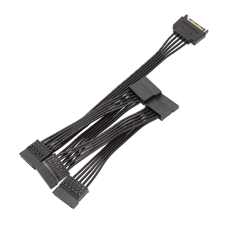15 Pin SATA Power 1 Male To 5 Female Splitter Hard Drive Cable for HDD ...