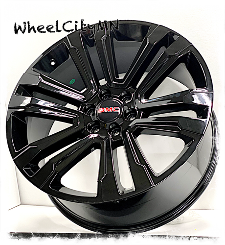 22 inch gloss black GMC Sierra 1500 Yukon Denali OE replica 5822 rims ...
