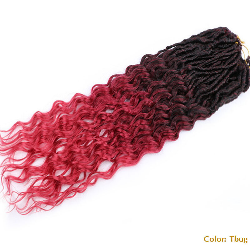 24" Deep Wave Faux Locs Crochet Hair Ombre Goddess Locs Crochet Braids ...