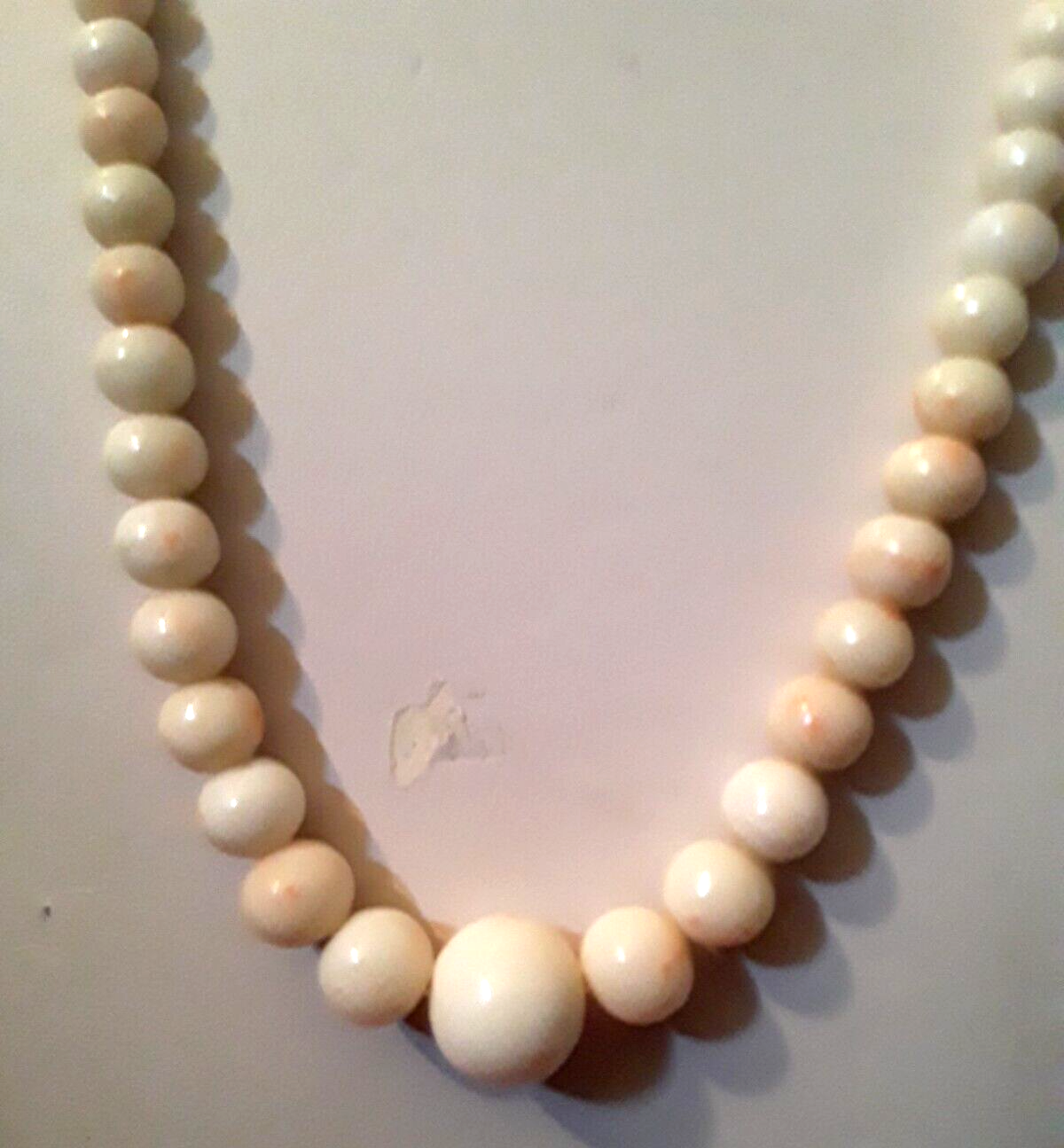 Vintage Angel Skin Coral Beads 13.2 MM -2MM Necklace 25 " Long 14Kt ...