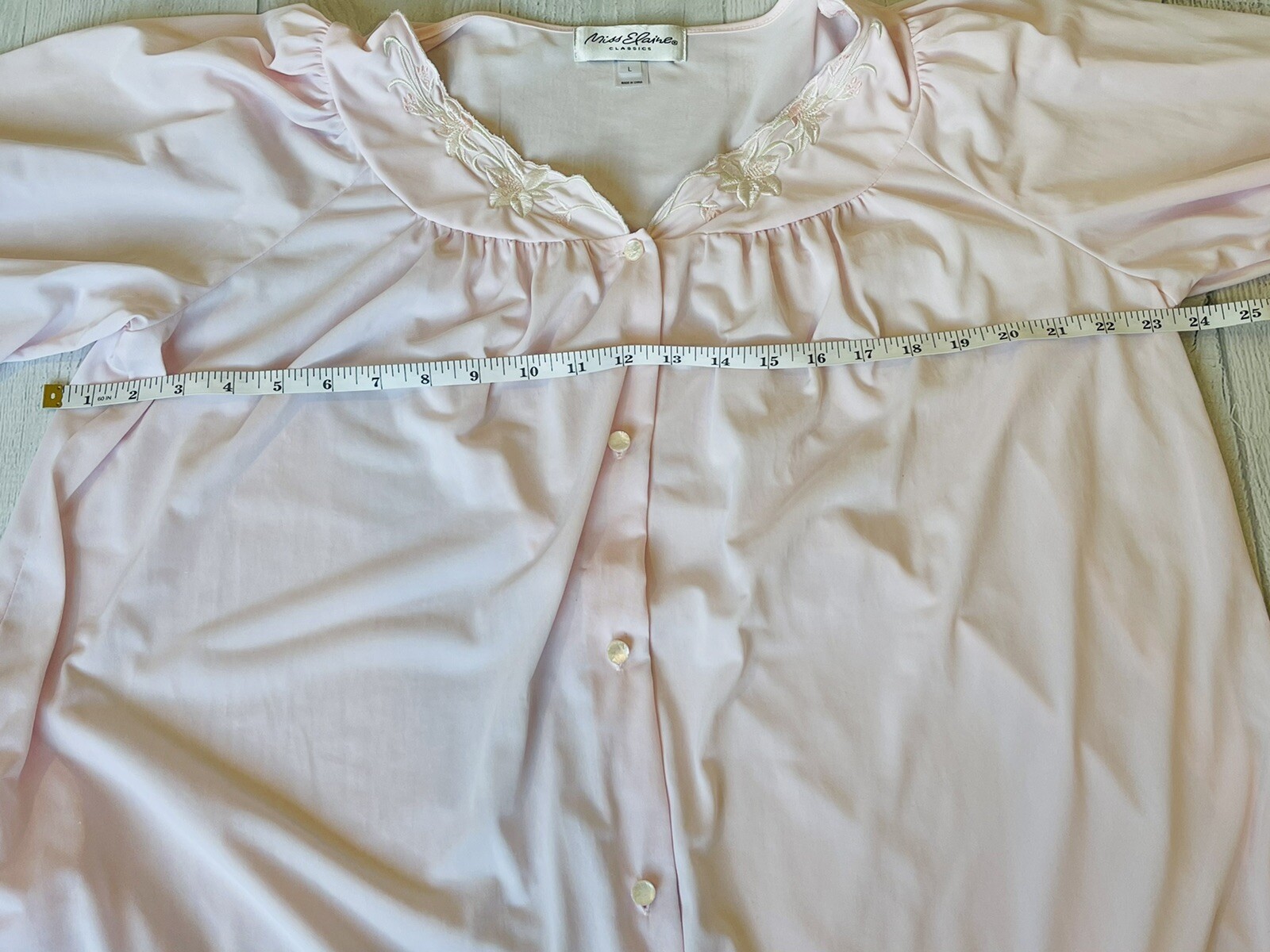 MISS ELAINE Satin Robe Duster Housecoat Pink embroide… - Gem