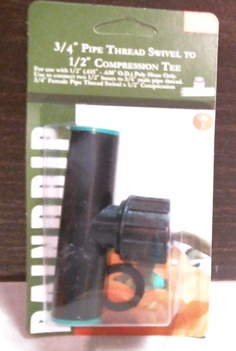 Raindrip 00333 R333C T Pipe Thread Swivel Compression Tee, 3/4" x 1/2 ...