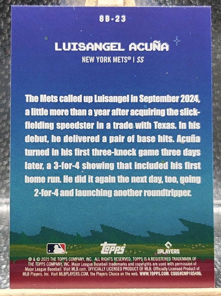 LUISANGEL ACUNA RC 2025 Topps Celebration Baseball #8B-23 8-BIT BALLERS Mets | eBay