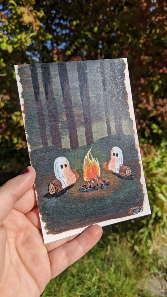 Halloween Decoration Ghost Painting Print Artwork Spooky campfire ...