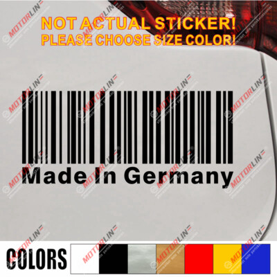 Made in Germany German UPC Barcode Funny Car Decal Sticker | eBay