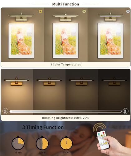 Battery Operated Picture Light with Remote,Wireless Gallery 12.6inch ...