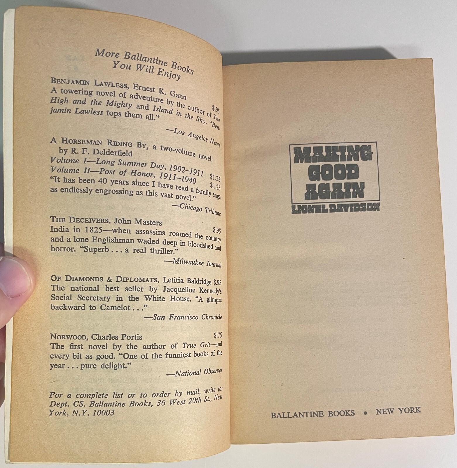 Making Good Again by Lionel Davidson (1969 1st Ballantine pb {01798 ...