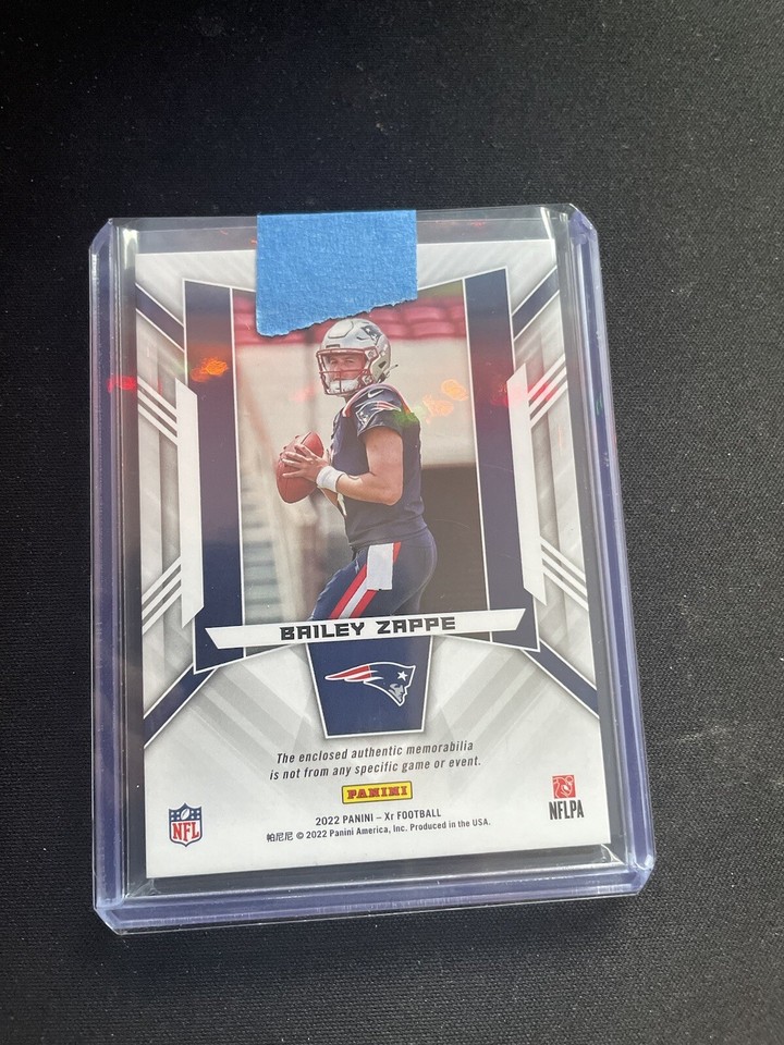 Bailey Zappe Quadruple color patch, 41/49 2022 Panini, XR, Starting QB ...
