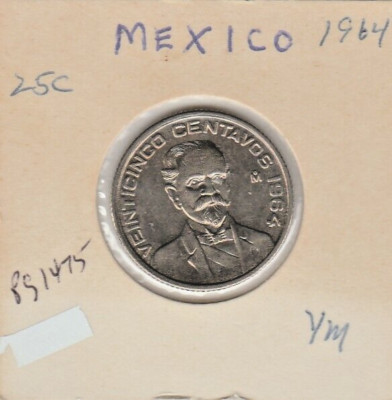 Mexico 1964 Uncirculated 25 Centavos Coin km444 See Scans & Judge 4 ...
