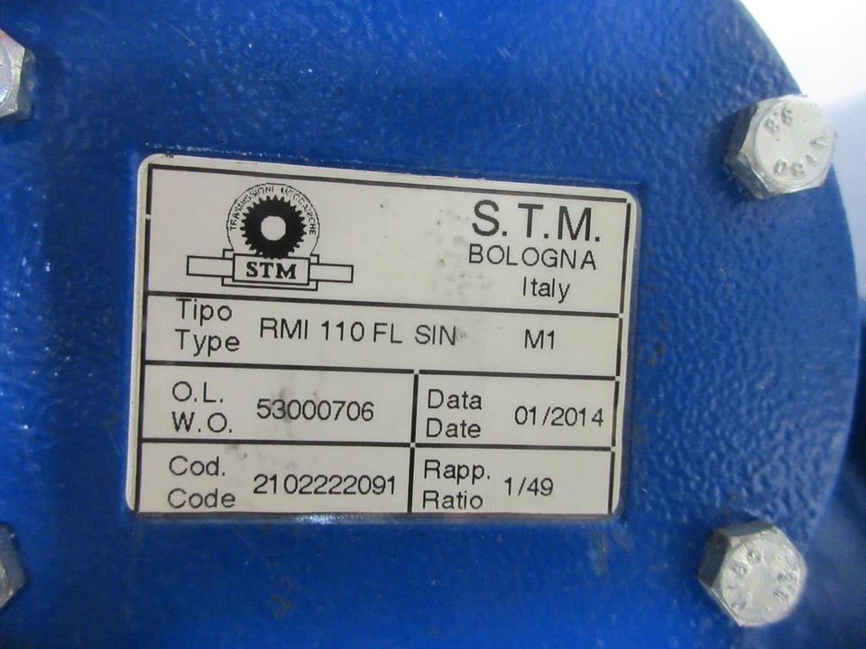S.T.M. RMI 110FL SIN M1 NEW-NO BOX GEAR REDUCER RATIO: 1/49 ...