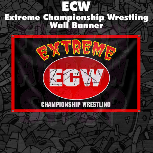 ECW Extreme Championship Wrestling 3'x5' Wall Banner Red Border WWE WCW ...