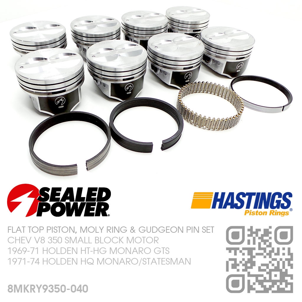 SEALED POWER SBC 350+0.040" FLAT TOP PISTON& RINGS [HOLDEN HQ MONARO ...
