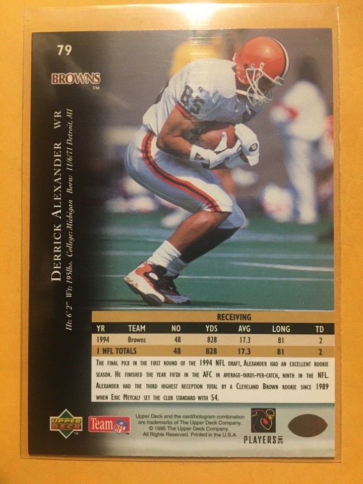 1995 Upper Deck Electric Silver Browns Derrick Alexander Football Card ...