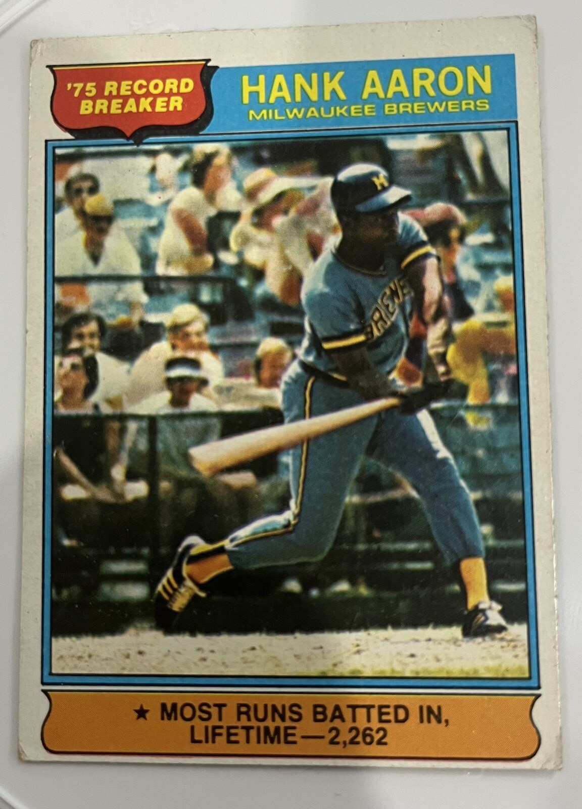 HANK AARON 1975 RECORD BREAKER CARD # 1 MILWAUKEE BREWERS TOPPS ...