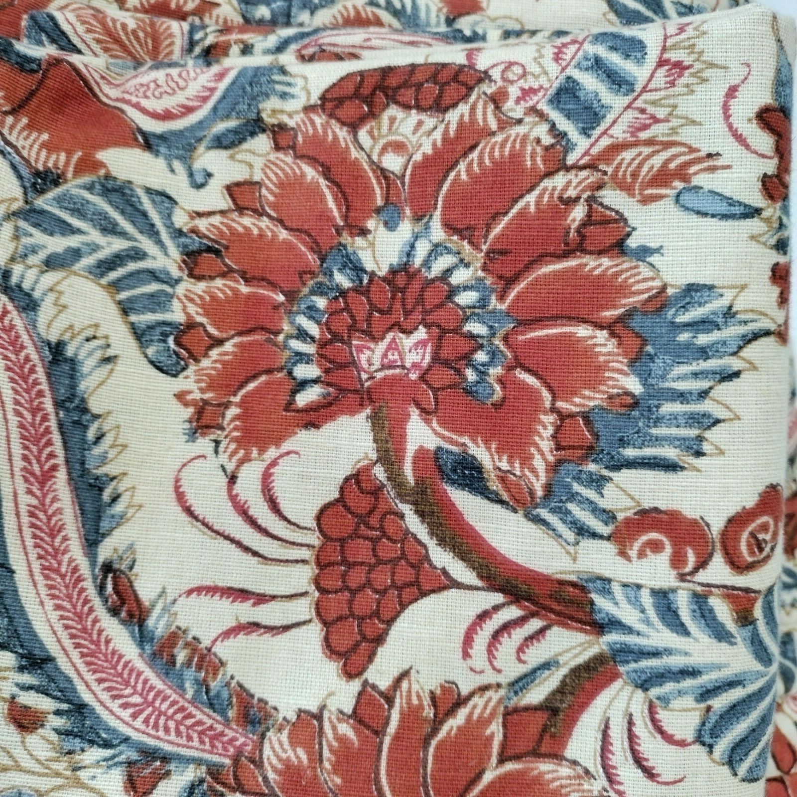 Pottery Barn JORDAN PALAMPORE Reversible Quilt 2 Shams Rust Orange Blue ...