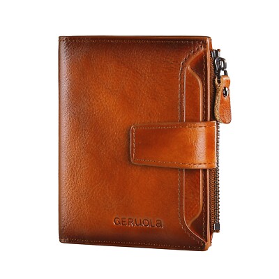 GERUOLA Wallet for Men Large Capacity Genuine Bifold Leather Men ...