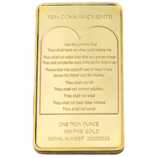 JESUS CHRIST 10 Commandments Gold Silver Bar Church God Holy Bible ...
