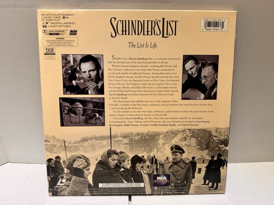 Schindler’s List LaserDisc Letterboxed 4-Disc CLV Box Set MCA Universal ...
