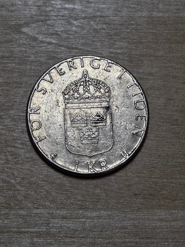 Sweden 1-Krona coin, 1978. KM# 852, copper-nickel. King Carl XVI Gustaf ...