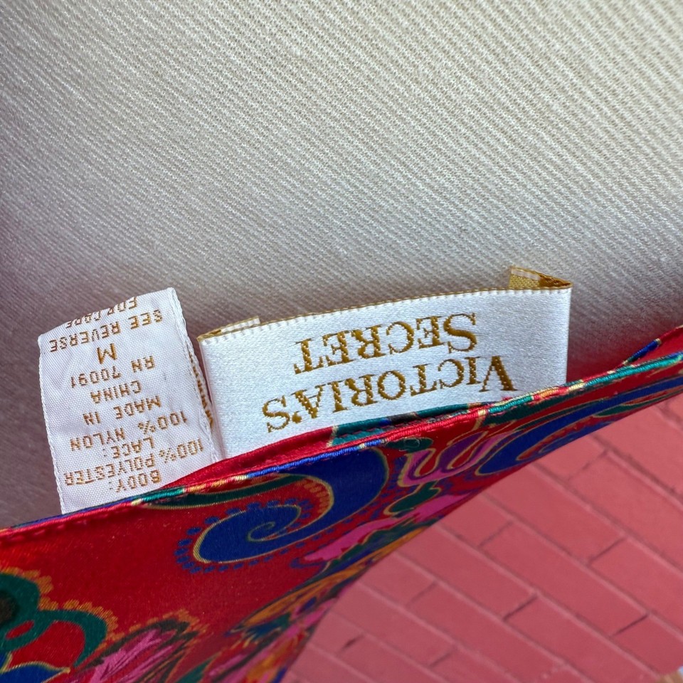 Vtg Victorias Secret Gold Label Floral Paisley Lingerie Slip Dress Top ...