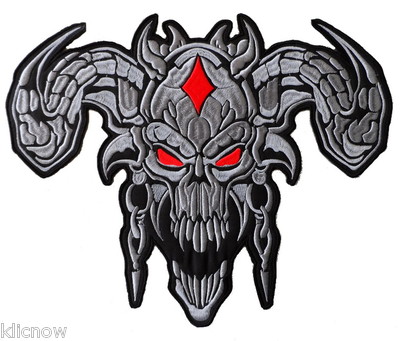 DEVIL (GREY) LARGE Embroidered BACK PATCH 12 1/4 x 9 3/4 inch (31cm x ...