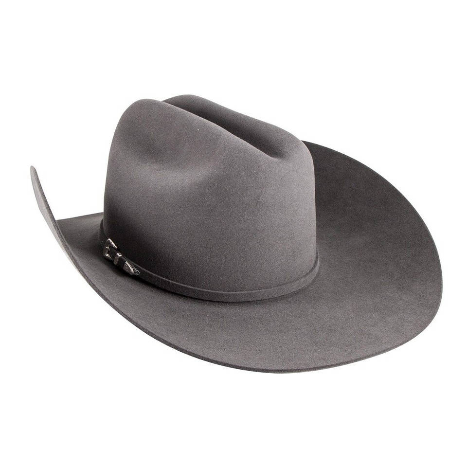 GRAY ~3X Wool Blend Felt HAT~ 4" Brim RODEO Cowboy Western Strait ...