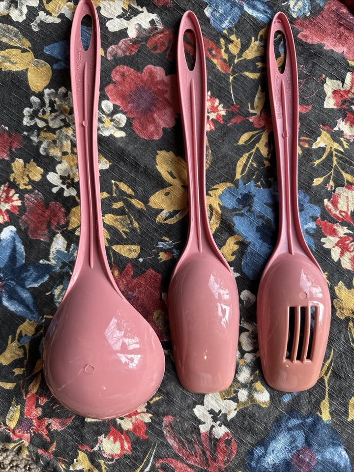 Vintage Ensar Corp. Pink Nylon 3 Piece Utensil Set | eBay