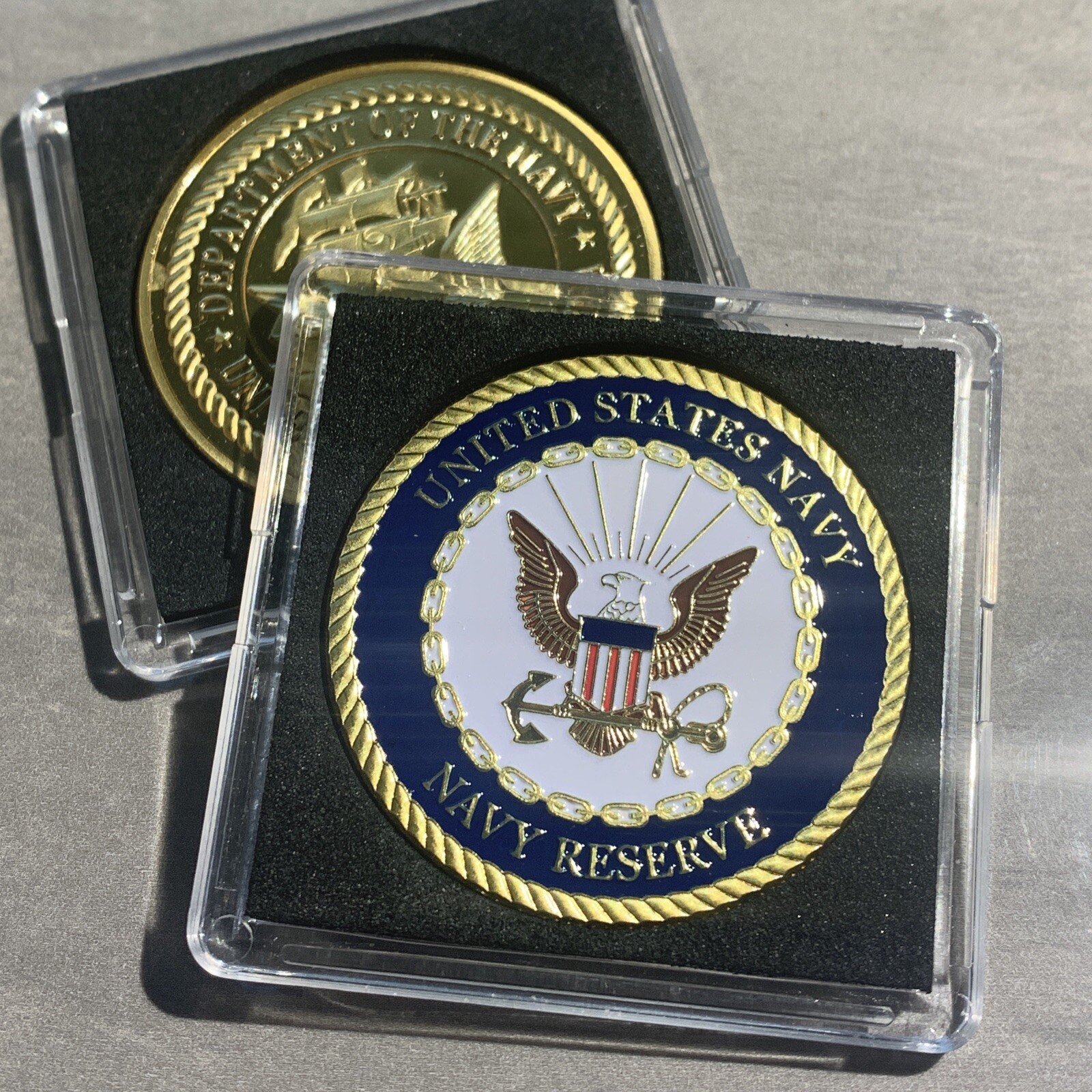 US NAVY CHALLENGE COIN-United States Navy Reserve Service w/2x2 ST Case ...