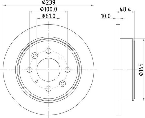 Don Car Brake Discs Pair Rear Outer Diameter 239mm For Acura PCD14752 ...