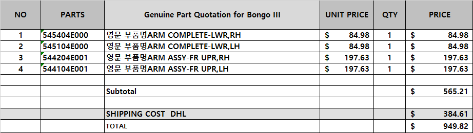 LOWER ARMX2,UPPER ARMX2 545404E000,545104E000,544204E001,544104E001 FOR ...