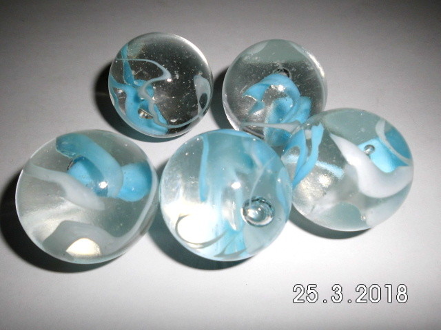 5 Murmeln aus Glas Arktis ca. 35mm - Glasmurmel, Glaskugel (108200 ...