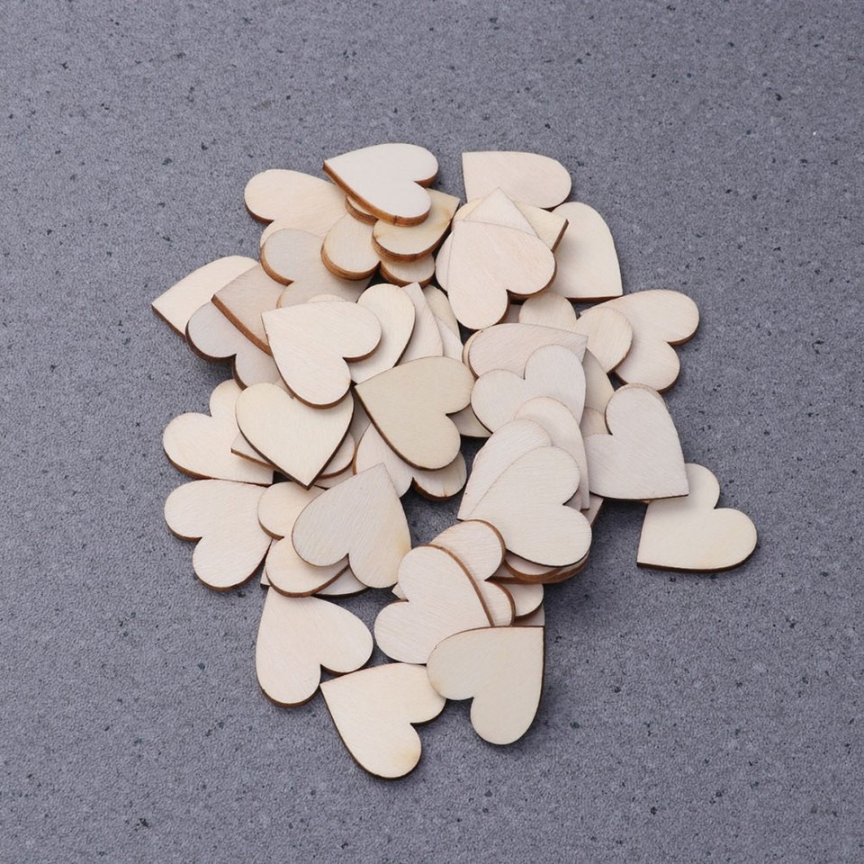 50pcs wood heart buttons wooden heart shapes wooden heart tags 2.5cm ...