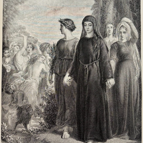 1902 Il Penseroso Horsley Wood Engraving Milton Pan Satyr Cupid Antique ...