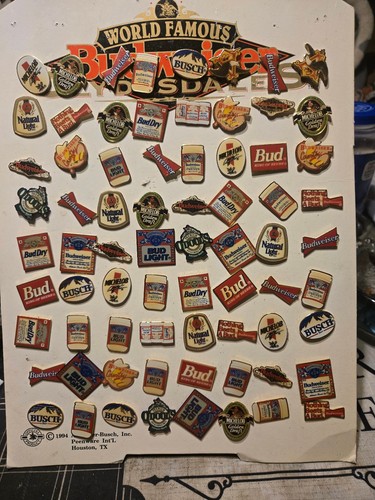 Lot Of 72 Vintage World Famous Budweiser Beer Lapel Pins with Display ...