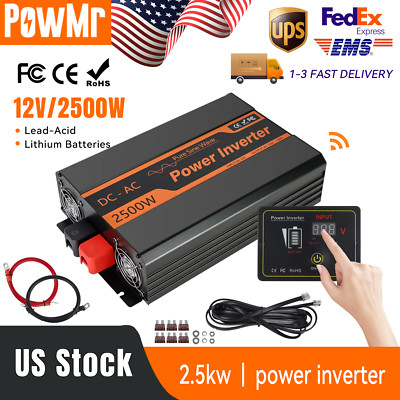 PowMr 2500W 5000 Watt Power Inverter Pure Sine Wave 12V dc to 110V ac ...