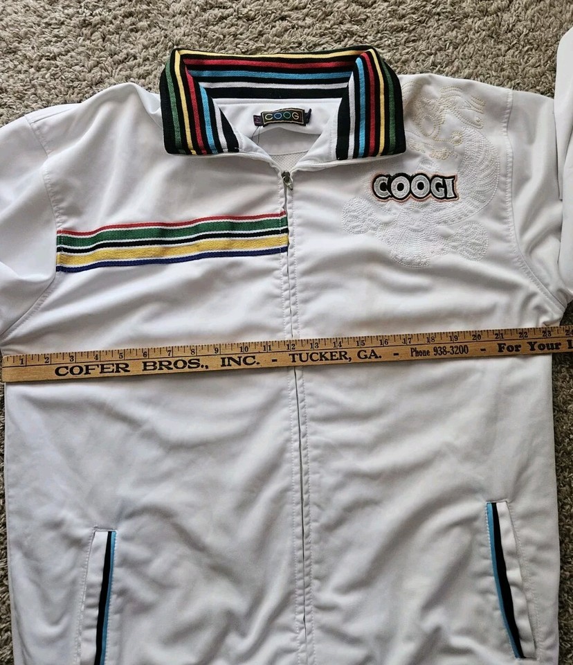 COOGI Men's Australian Track Suit Jacket Full Zip Sz.2XL White Multi ...