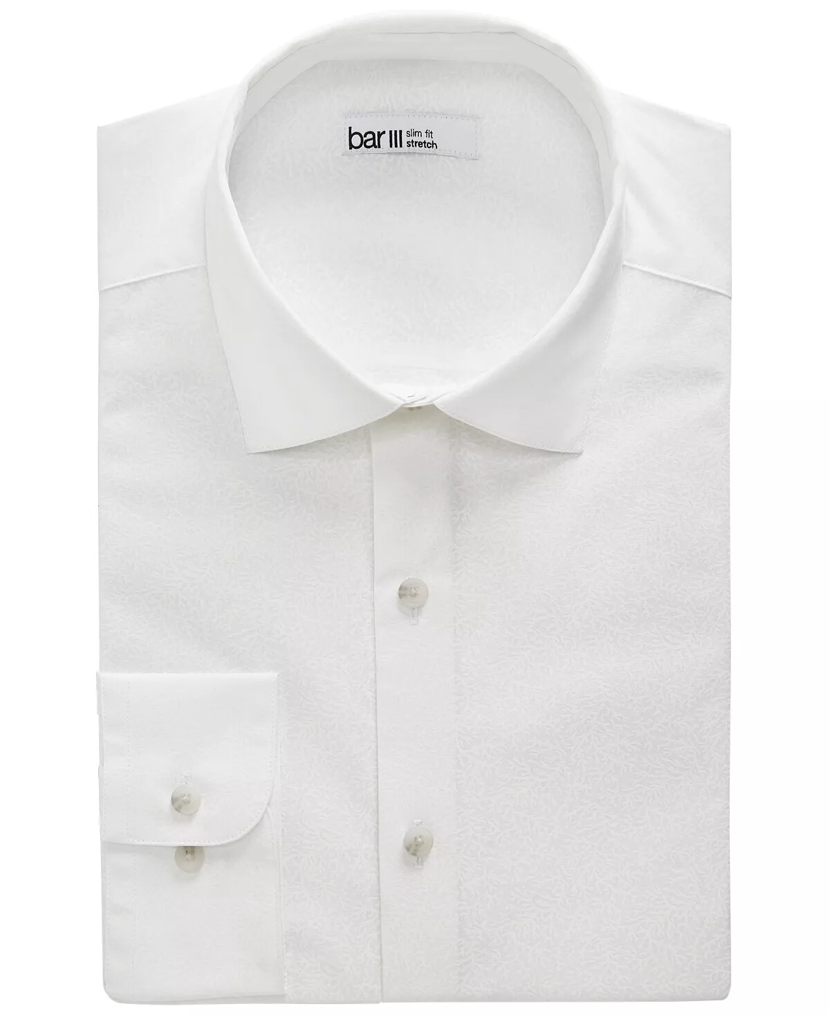 BAR III Dress Shirt Mens Small 14 14 1/2 Slim Fit White Tonal Coral ...