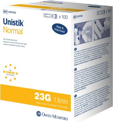 Unistik Normal 23G Single Use Safety Lancets 100 ct ( yellow )-- | eBay