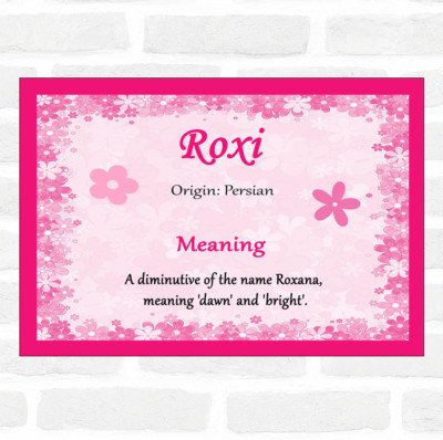 Roxi Name Meaning Pink Certificate | eBay UK