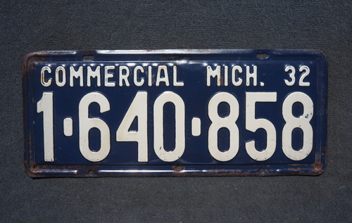 1932 Michigan Commercial License Plate - Original Paint | eBay