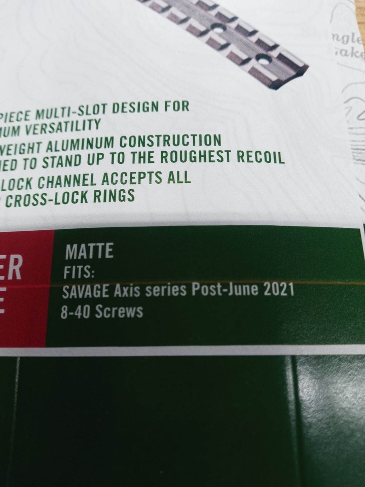 Weaver 1 Piece Multi Slot Scope Base for Savage Axis New Model 8-40 ...