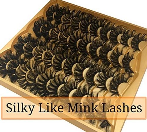 25MM Mink Lashes 25 mm False Eyelashes Long Fluffy 20 Pairs Pack ...