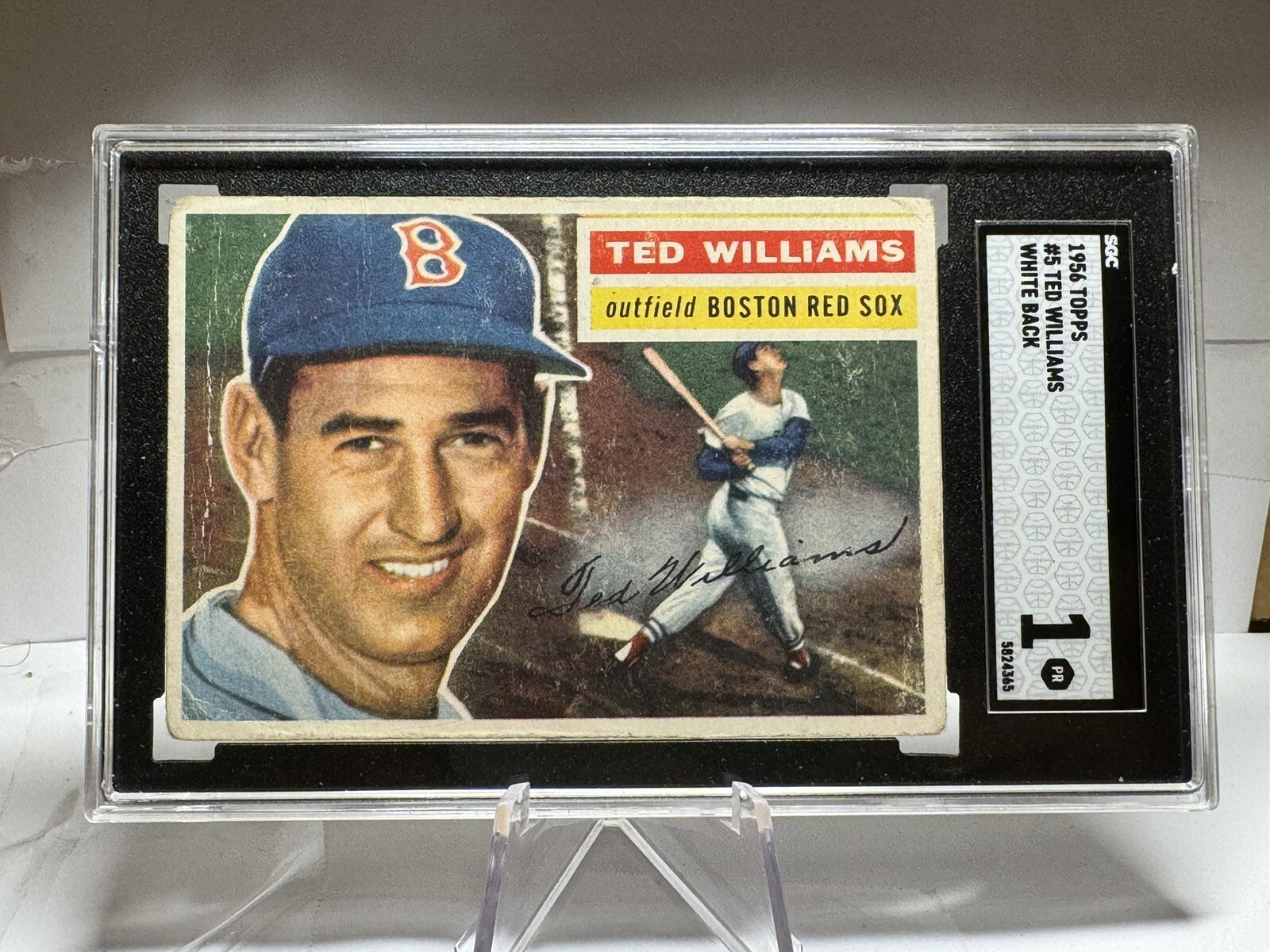 1956 Topps #5 Ted Williams White Back SGC 1 Boston Red Sox HOF | eBay